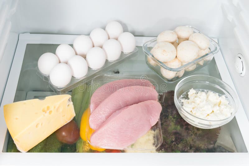 On the Shelf Inside the Refrigerator are the Right Food Stock Photo ...