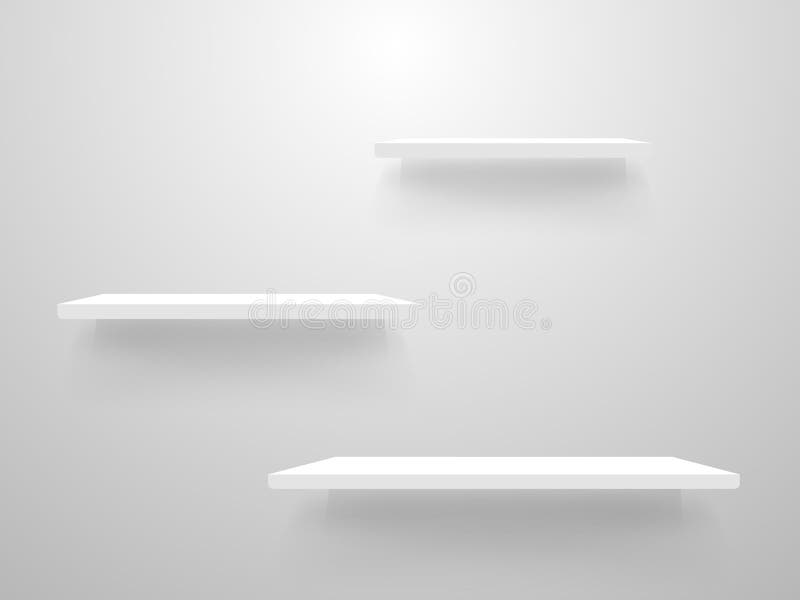 Shelf Mockup. White Bookshelf Design. Empty Shelves on White Wall ...