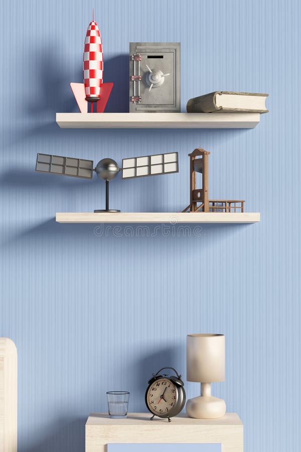 Shelf with objects stock illustration. Illustration of decorating ...