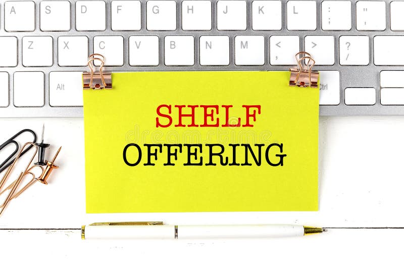 SHELF OFFERING Text on Yellow Sticky on Keyboard Stock Image - Image of ...