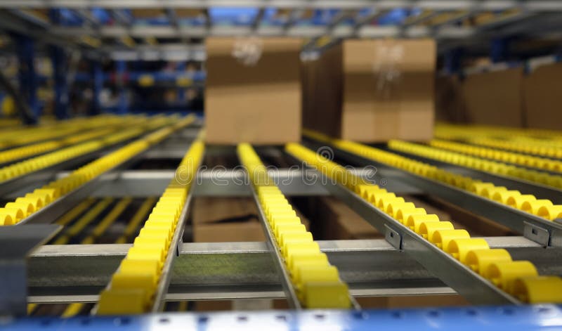 Packages Inside a Logistics and Distribution Warehouse Stock Photo ...