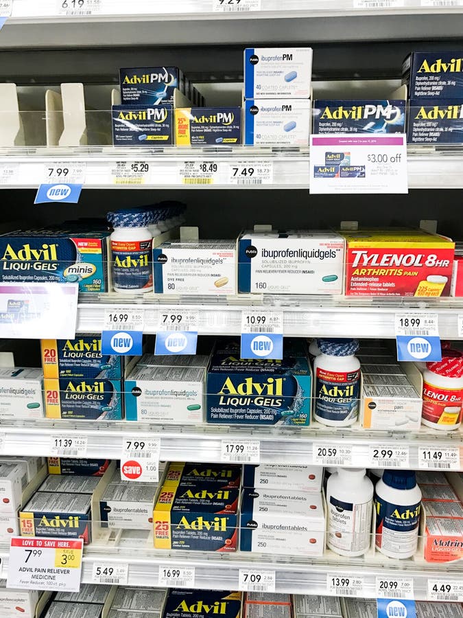 Shelf of Pain Relievers at a Grocery Store Editorial Stock Photo ...