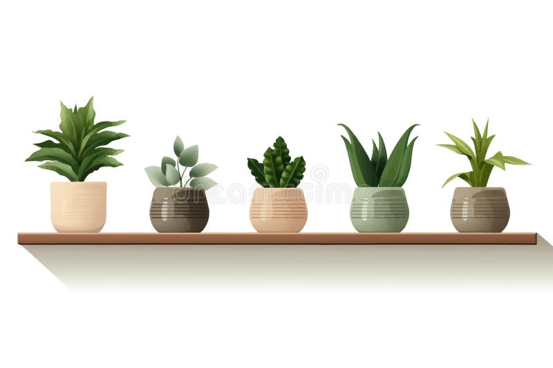 Shelf with Plant in a Pot Vector Flat Isolated Vector Style ...