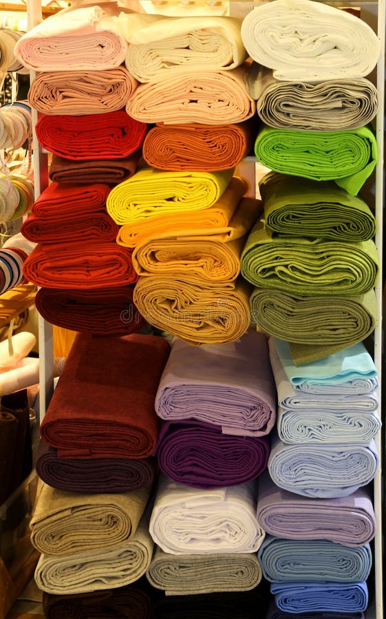 Rolls of Fabric in the Rack of the Tailoring Stock Photo - Image of ...
