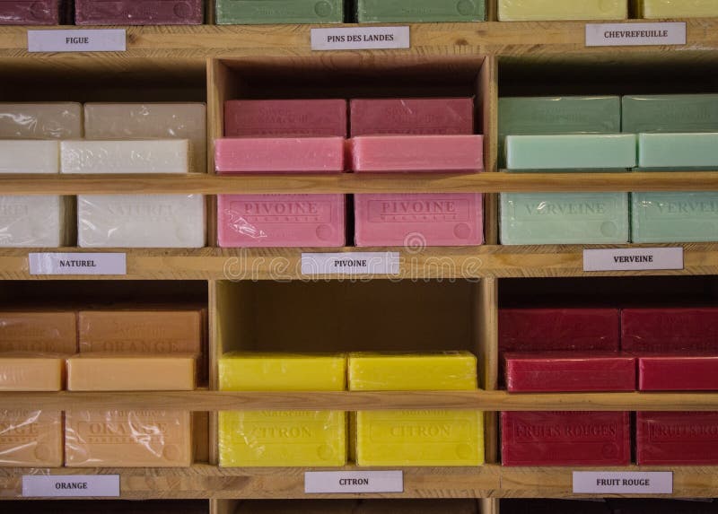 Shelf of soap in the store stock image. Image of sales - 93685231