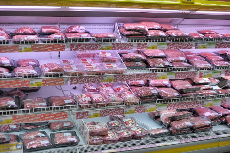 Shelf swith meat editorial photography. Image of assortment - 37559202