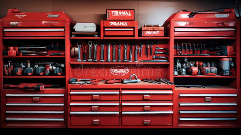 Shelf toolbox red stock illustration. Illustration of generated - 339950376