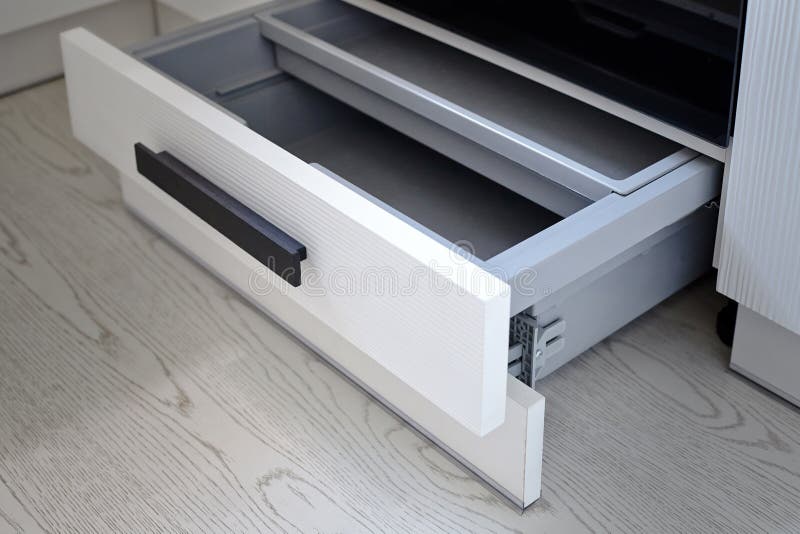 Shelf Under the Oven with Front Panel Made of Brushed Oak Stock Image ...