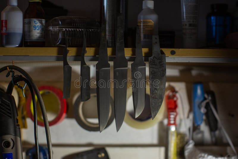 Shelf with Working Tools of a Craftsman Where You Hang Billets for ...