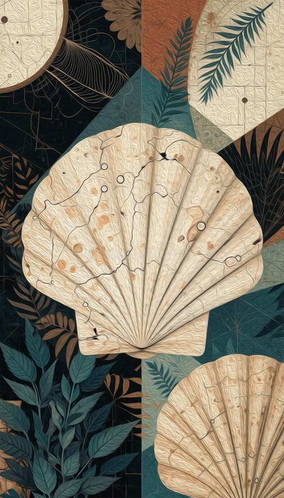 Seashell. Abstract Shape. Summer Pattern . Oil Painting Stock ...