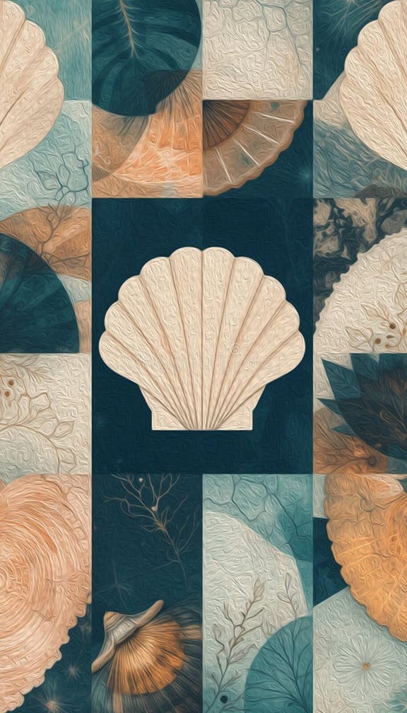 Seashell. Abstract Shape. Summer Pattern . Oil Painting Stock ...
