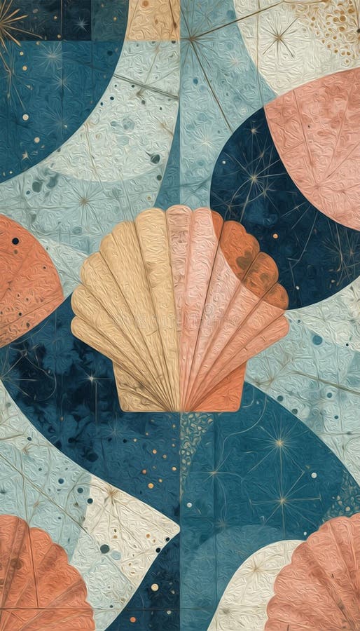 Seashell. Abstract Shape. Summer Pattern . Oil Painting Stock ...