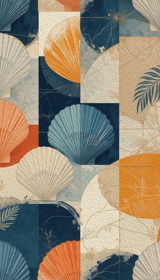 Seashell. Abstract Shape. Summer Pattern . Oil Painting Stock ...