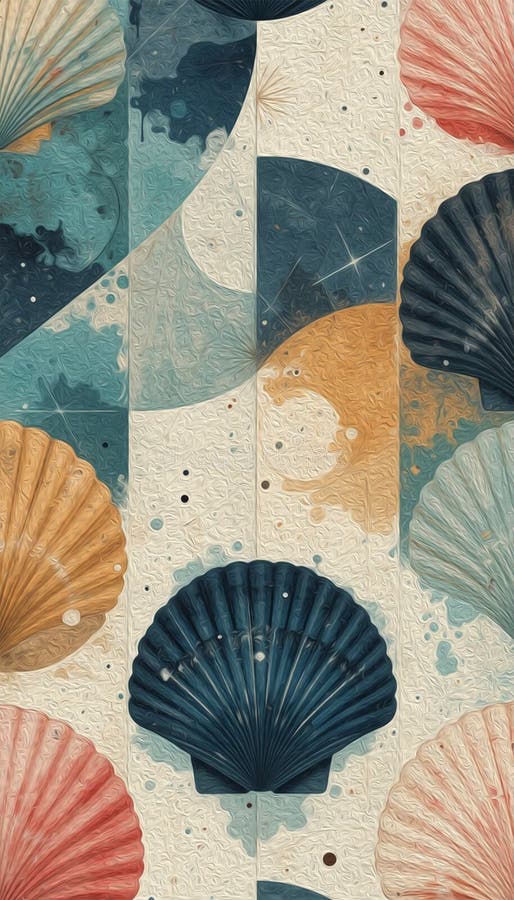 Seashell. Abstract Shape. Summer Pattern . Oil Painting Stock ...