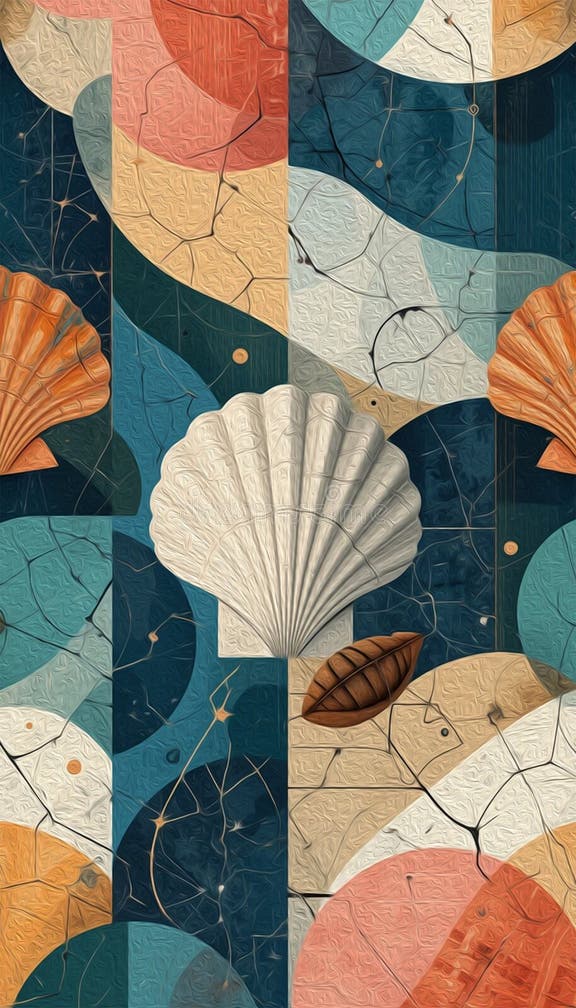Seashell. Abstract Shape. Summer Pattern . Oil Painting Stock ...