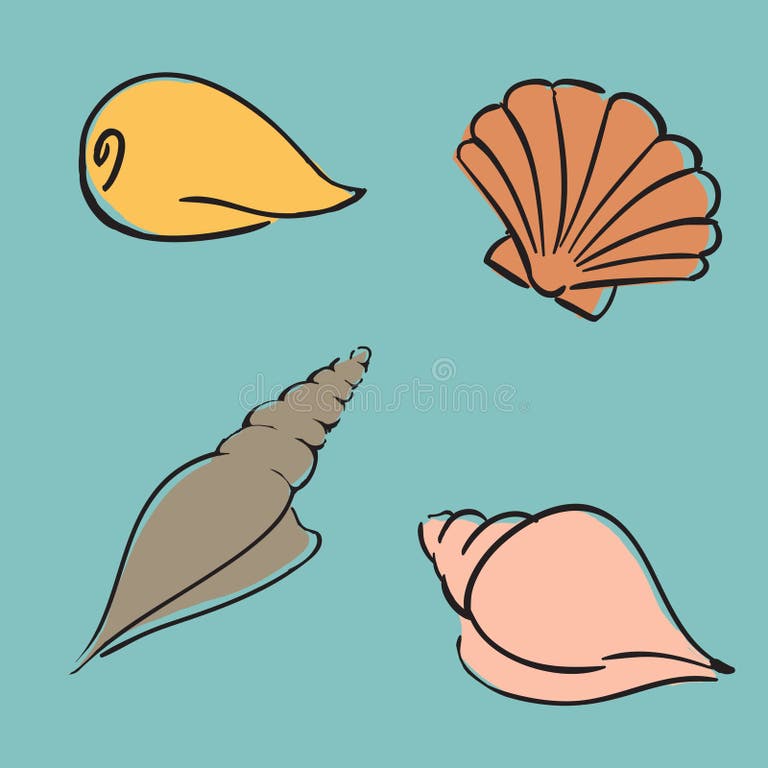 Shell ajustou-se ilustração do vetor. Ilustração de escudos - 57645097
