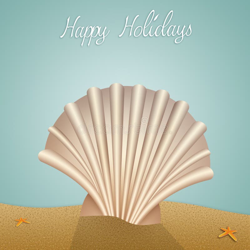 Shell on the beach stock illustration. Illustration of vacation - 70148485