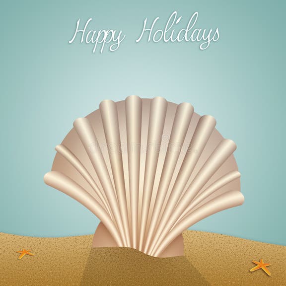Shell on the beach stock illustration. Illustration of vacation - 70148485