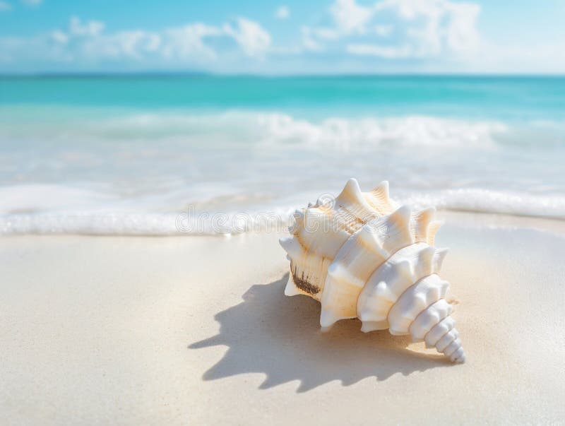 Shell on the Beach, Seashell on the White Sand Stock Photo - Image of ...
