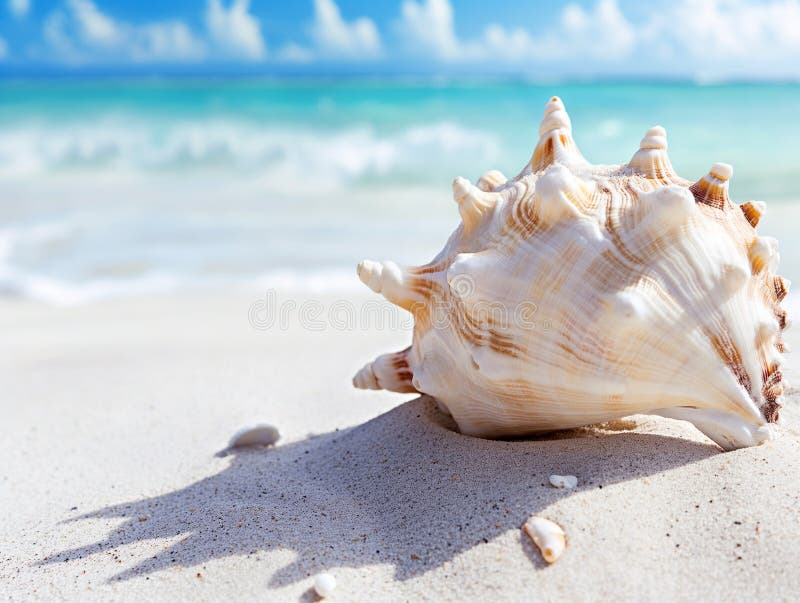 Shell on the Beach, Seashell on the White Sand Stock Image - Image of ...