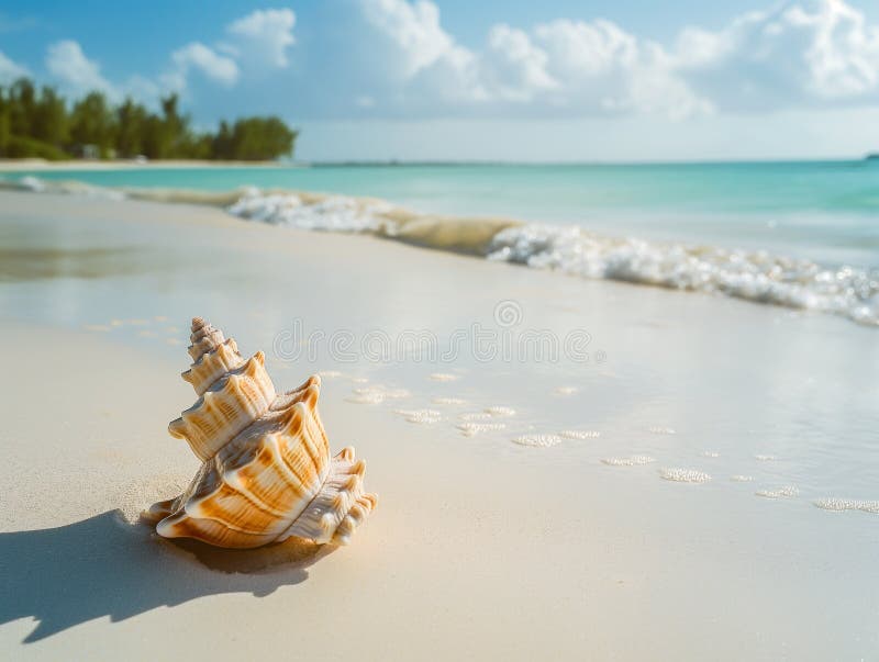 Shell on the Beach, Seashell on the White Sand Stock Photo - Image of ...