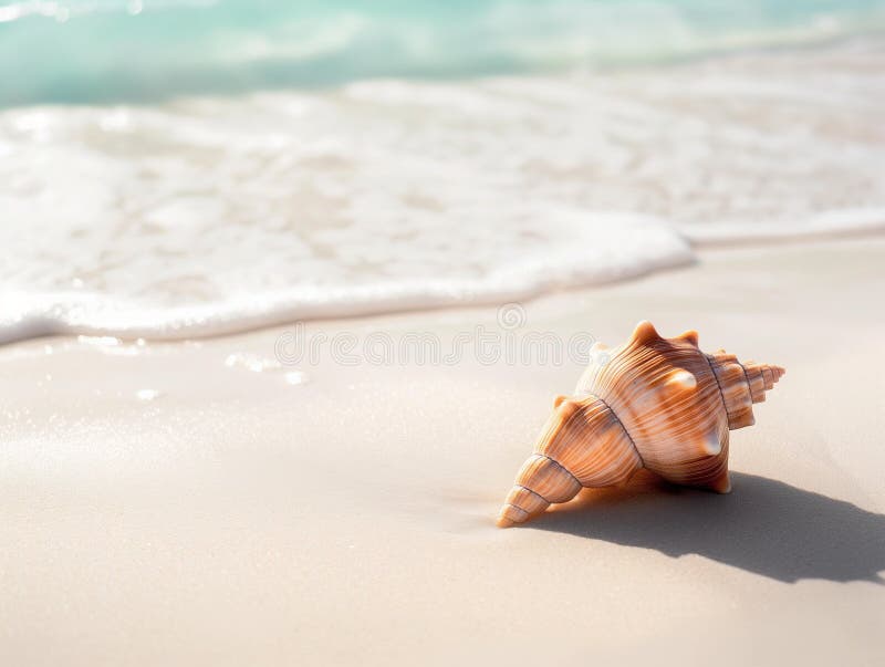 Shell on the Beach, Seashell on the White Sand Stock Photo - Image of ...