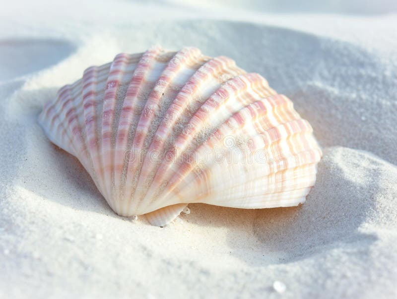 Shell on the Beach, Seashell on the White Sand Stock Photo - Image of ...