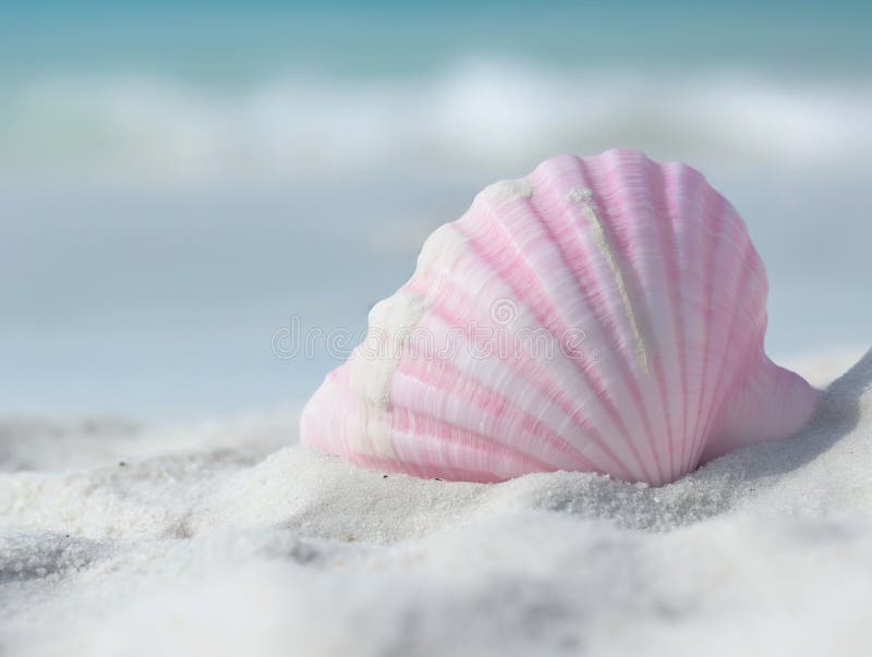 Shell on the Beach, Seashell on the White Sand Stock Photo - Image of ...