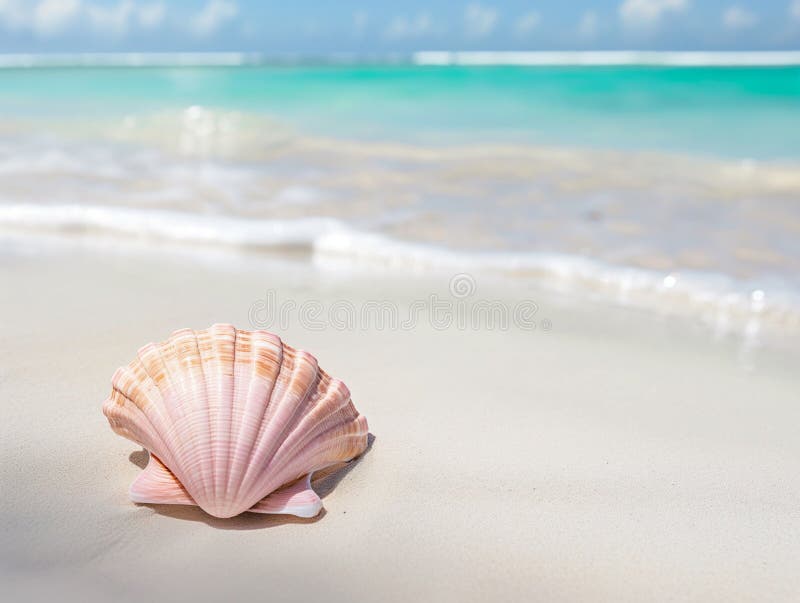 Shell on the Beach, Seashell on the White Sand Stock Photo - Image of ...