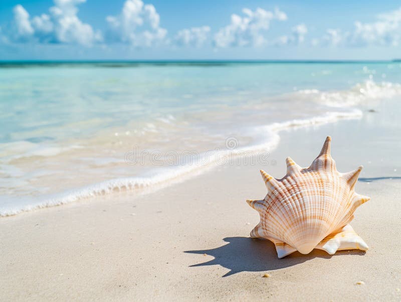 Shell on the Beach, Seashell on the White Sand Stock Photo - Image of ...