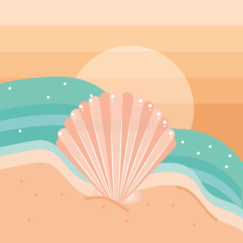 Shell in the beach stock vector. Illustration of vector - 235002710