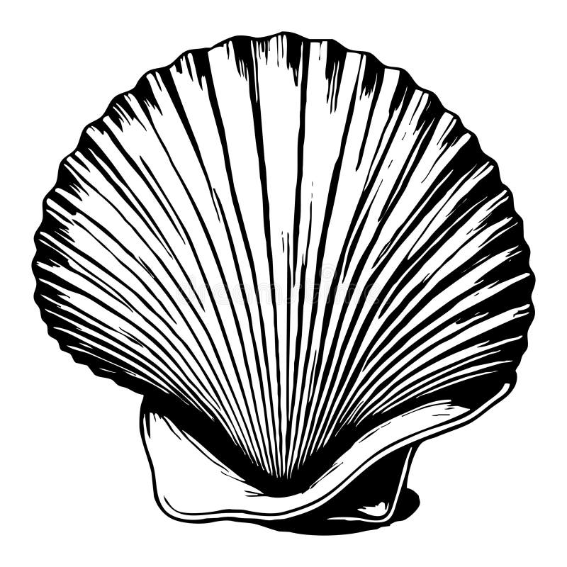 Shell. Black and White Line Art. Abstract Shape Stock Illustration ...