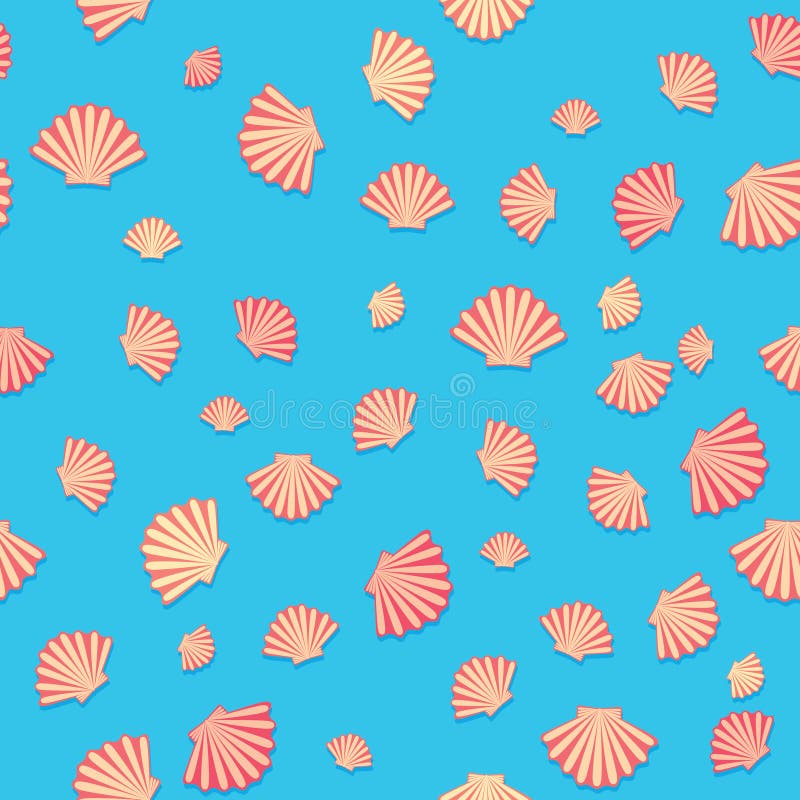 Shell on blue background stock vector. Illustration of seamless - 71596664