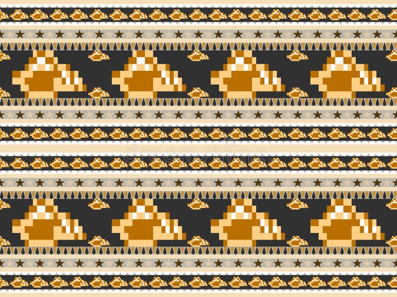 Shell Cartoon Character Seamless Pattern on Gray Background.Pixel Style ...