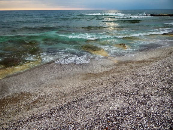Shell Coast of the Caspian Sea Stock Photo - Image of storm, horizon ...