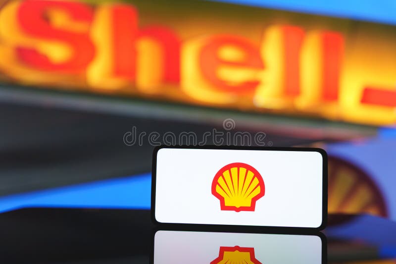 Shell Company Logo Displayed on the Screen Stock Image - Image of shell ...
