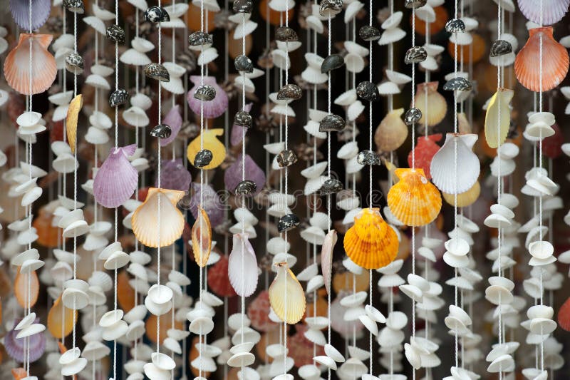 Shell curtain . stock image. Image of coastline, collage - 21095317