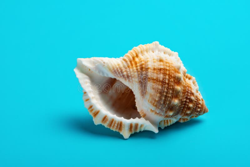 Shell De La Concha En Fondo Azul Imagen de archivo - Imagen de caracol ...
