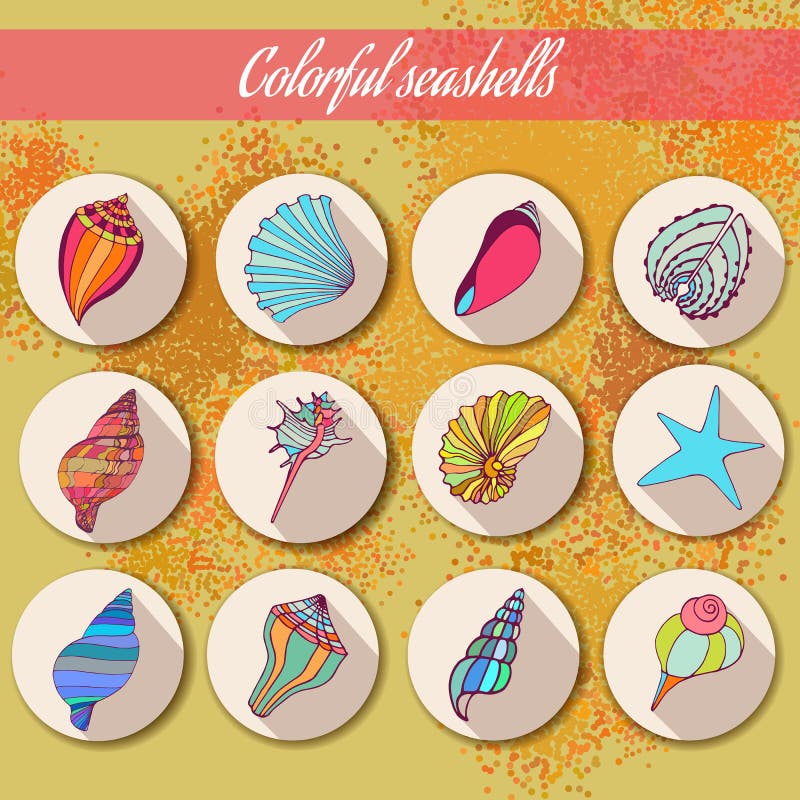 Shell dos ícones ilustração do vetor. Ilustração de colorido - 64550682