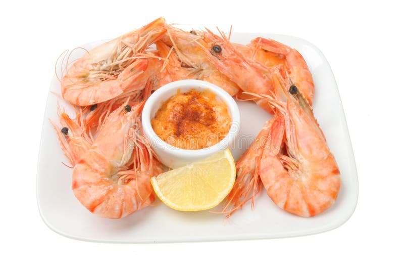 Shell En Las Gambas Con La Salsa De Mariscos Foto de archivo - Imagen ...