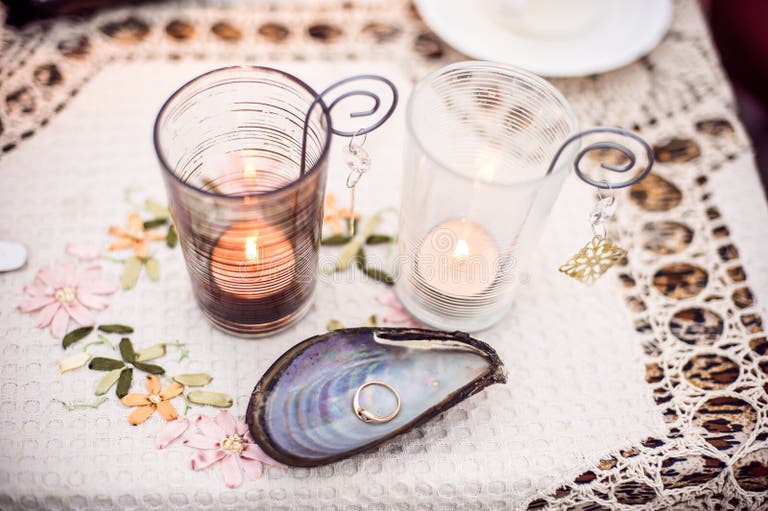 Shell with Engagement Ring Inside Stock Image - Image of love, circle ...