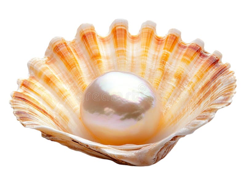 Shell with a Gleaming Pearl Inside Against Transparent Background Stock ...