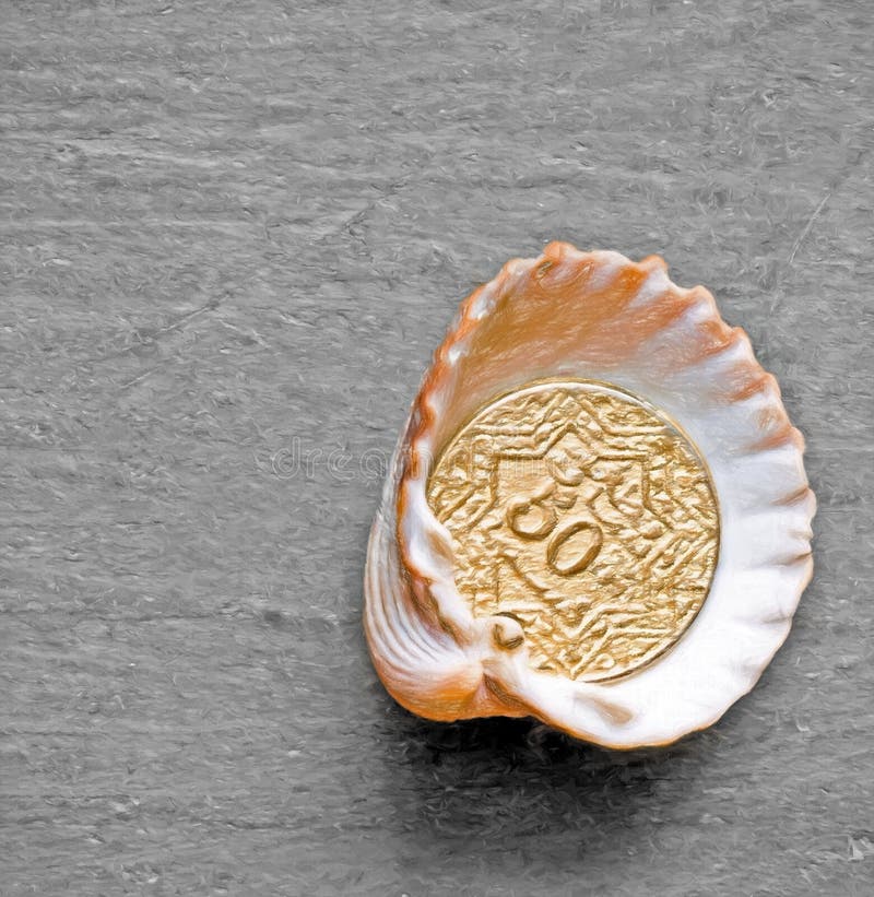 Shell gold stock photo. Image of graphic, orient, drawing - 48220044