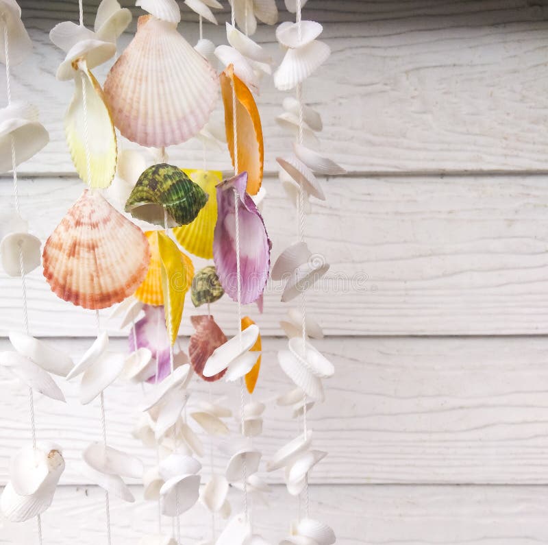 Shell hanging mobile stock image. Image of wooden, hanging - 126530129