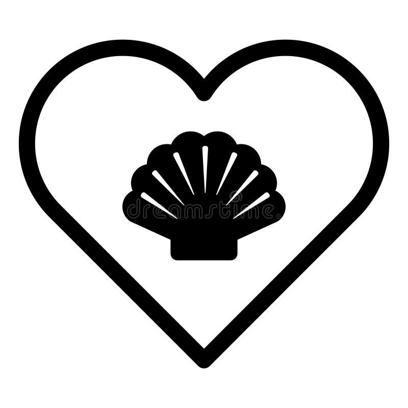 Shell and heart stock vector. Illustration of food, icon - 176666539