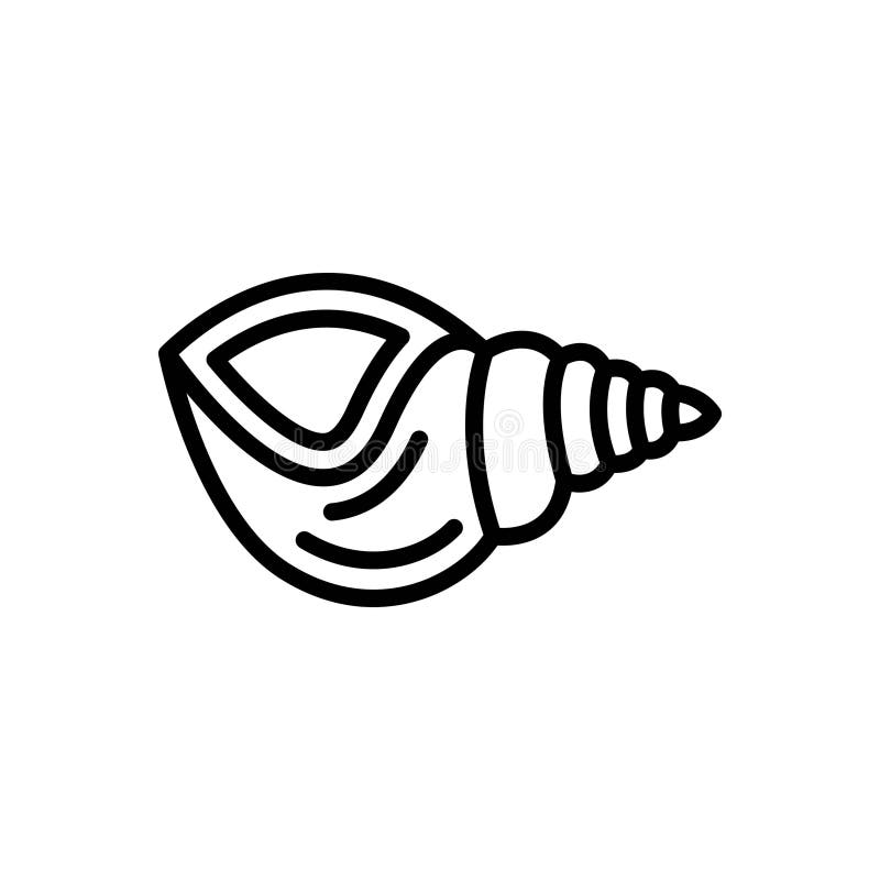 Black Line Icon for Shell, Conch and Underwater Stock Illustration ...