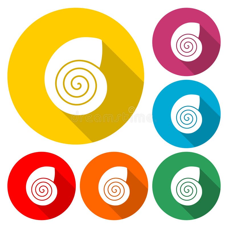 Shell Icon with Long Shadow Stock Vector - Illustration of isolated ...