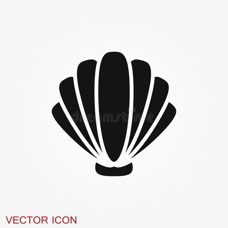 Shell Icon, Sea Animal Symbol Isolated on Background Stock Illustration ...