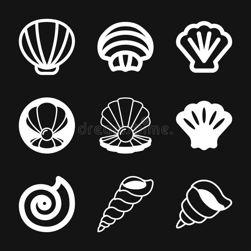Shell Icon, Sea Animal Symbol Isolated on Background Stock Illustration ...