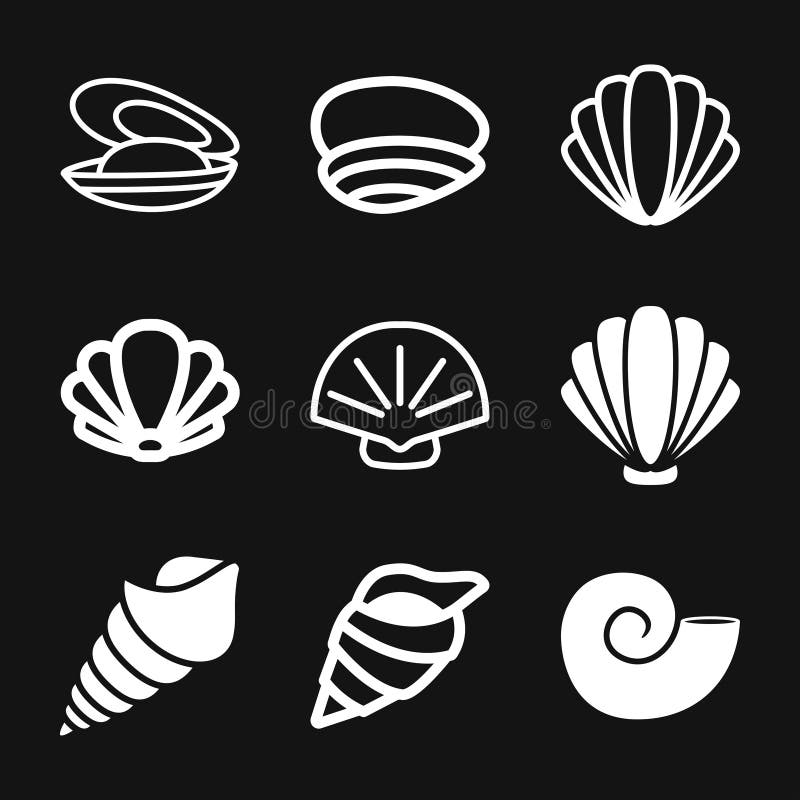 Shell Icon, Sea Animal Symbol Isolated on Background Stock Illustration ...